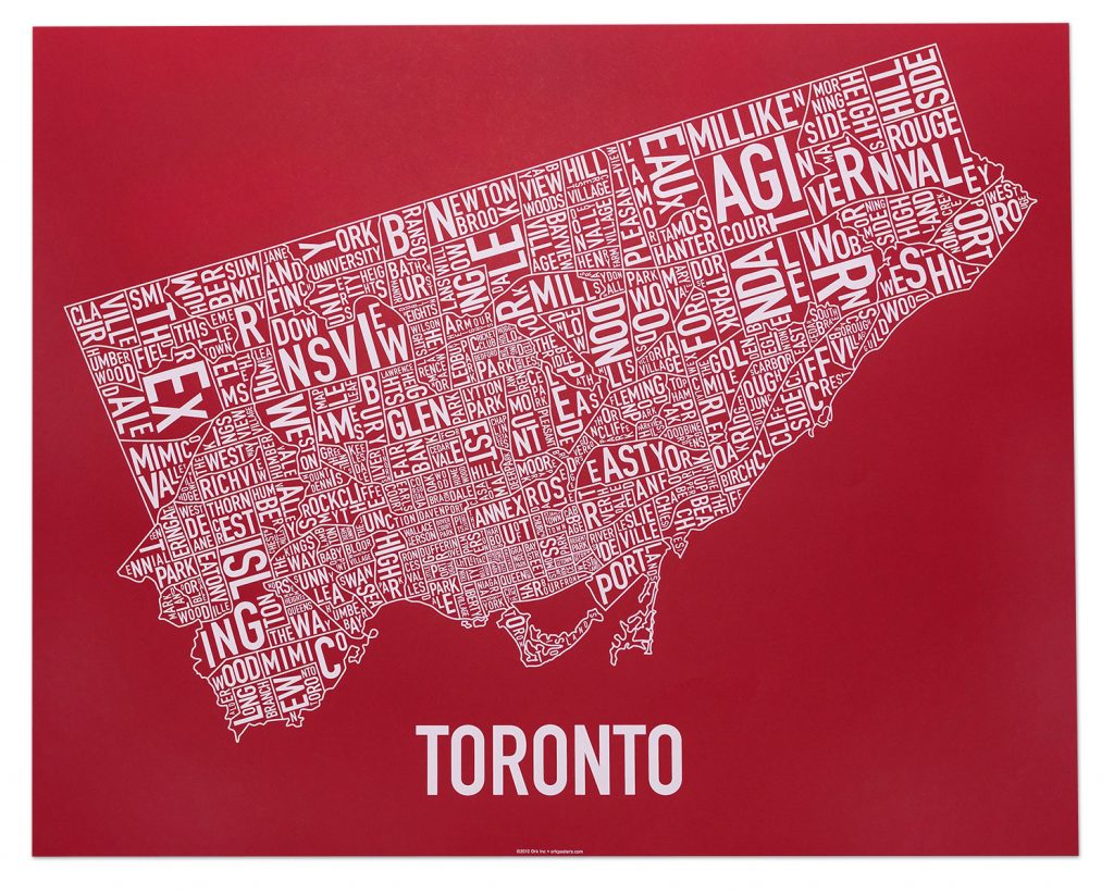 Toronto Neighborhood Map Posters & Prints - Display your love of Toronto!