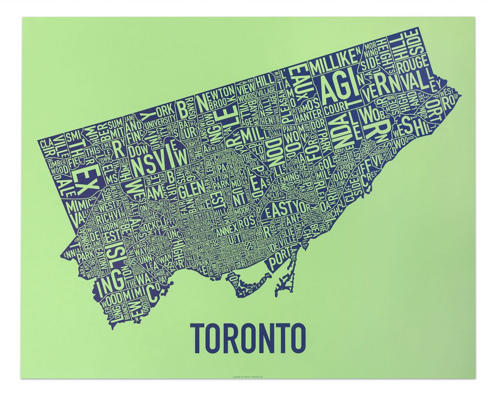 Toronto Neighborhood Map Posters & Prints - Display your love of Toronto!