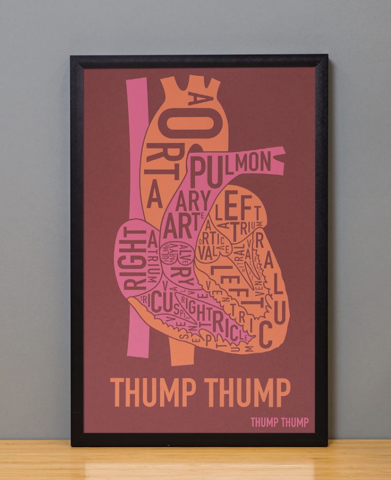 Heart Anatomy Art 11" x 17" Matters of the Heart Red Screenprint