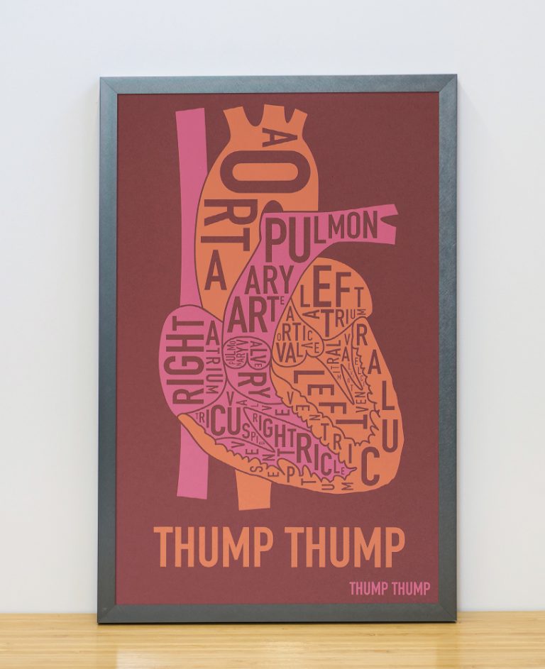 Heart Anatomy Art 11" x 17" Matters of the Heart Red Screenprint