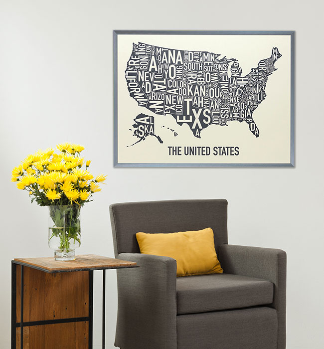 United States Map, Canada Map and Great Lakes Map Posters