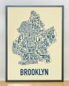 Brooklyn Neighborhood Map 18" x 24" Royal Navy Screenprint
