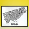 Toronto Neighbourhood Map Artwork 30" x 24" Classic Black & White Poster