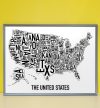 United States Map 24" x 18" Classic Black & White Poster