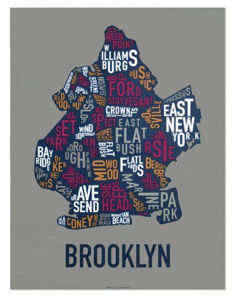 Brooklyn Neighborhood Map 18" x 24" Multi-Color Screenprint