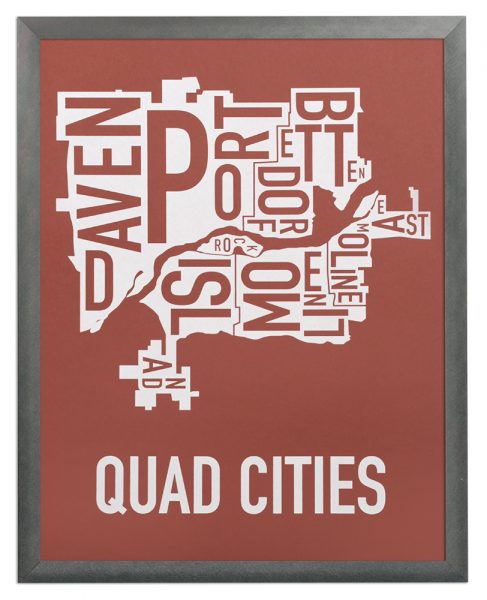 Quad Cities Map 11" x 14" Screenprint