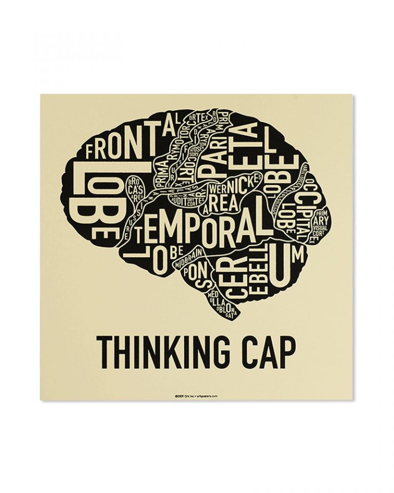 Brain Anatomy Art 12.5" x 12.5" Brain Blues Navy & Green Screenprint