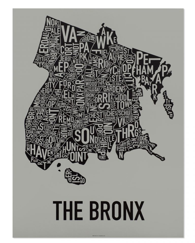 Bronx Neighborhoods Map Posters & Prints by Ork Posters