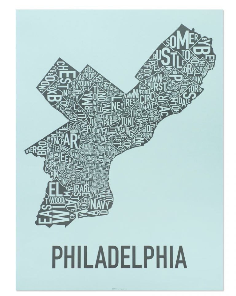 Philadelphia Neighborhood Map 18" x 24" On The Streets Of Poster