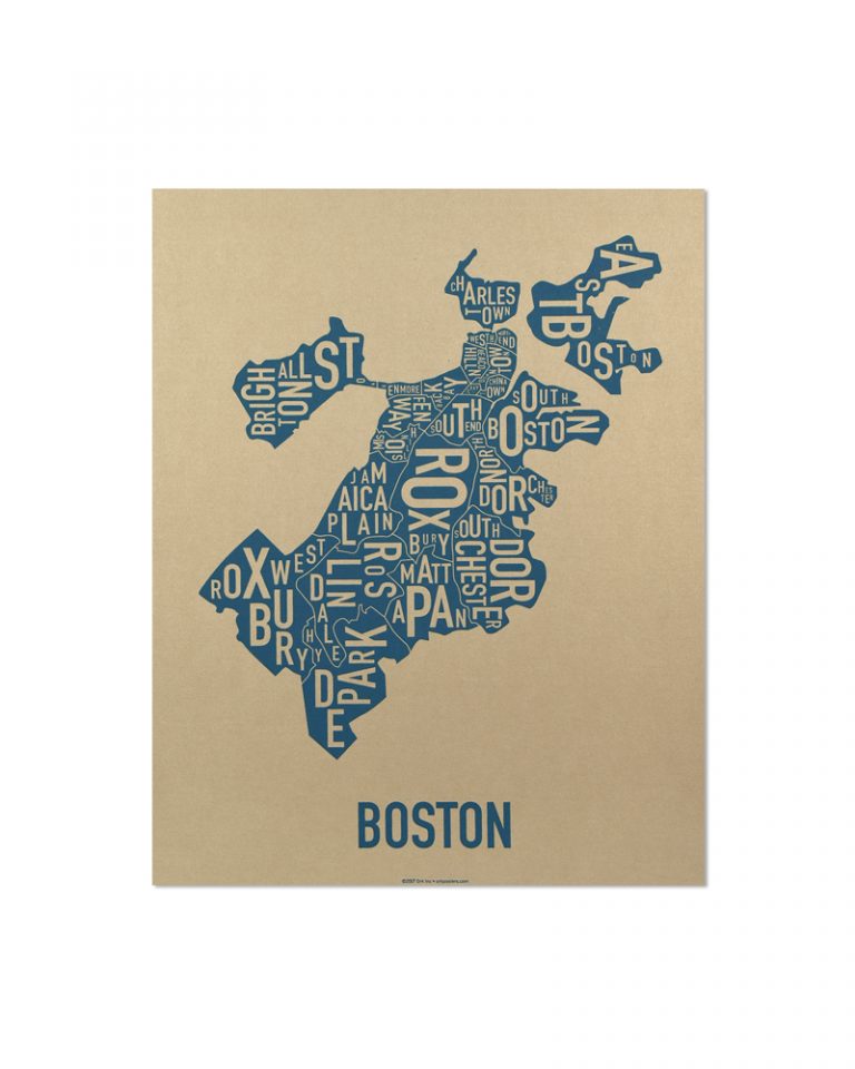 Boston Neighborhoods Map Posters & Prints - Unique, Modern Wall Decor