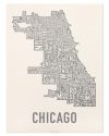 Chicago Neighborhood Map 18" x 24" Ivory & Grey Screenprint