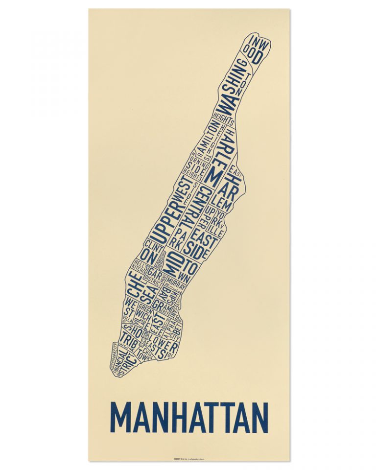 Manhattan Neighborhood Type Map Posters & Prints