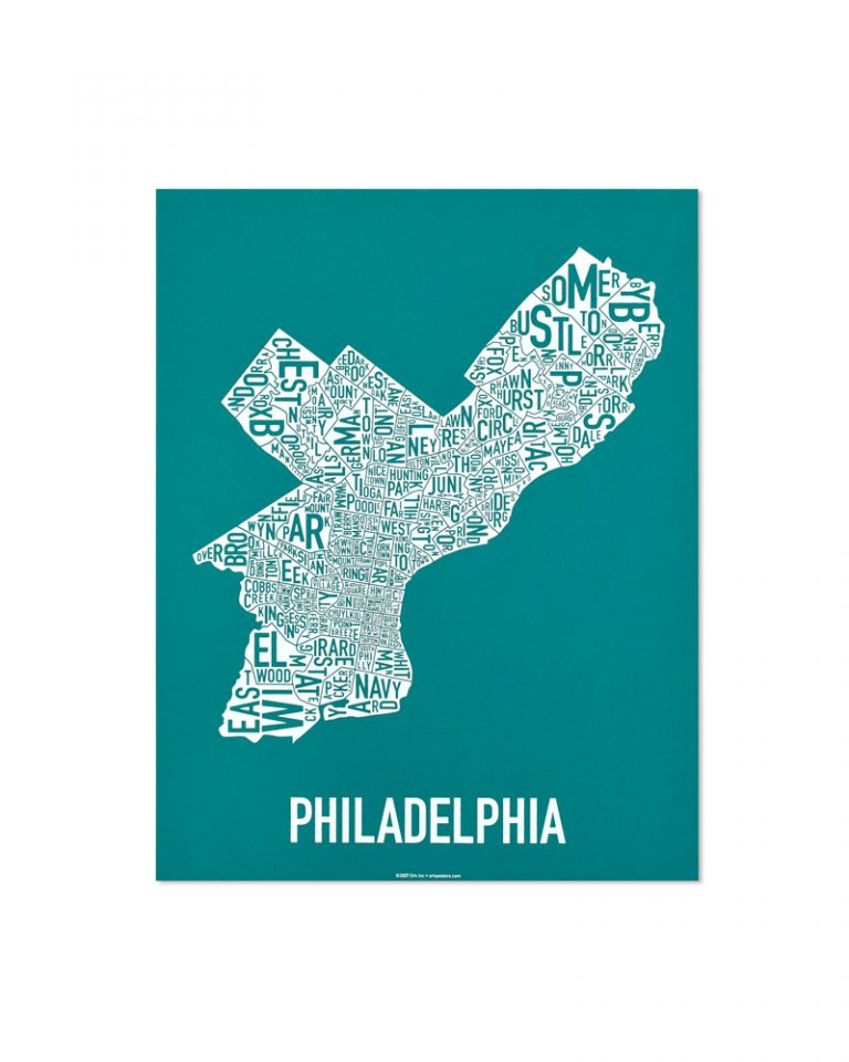 Philadelphia Neighborhoods Map Posters & Prints - Modern Decor or Gift!
