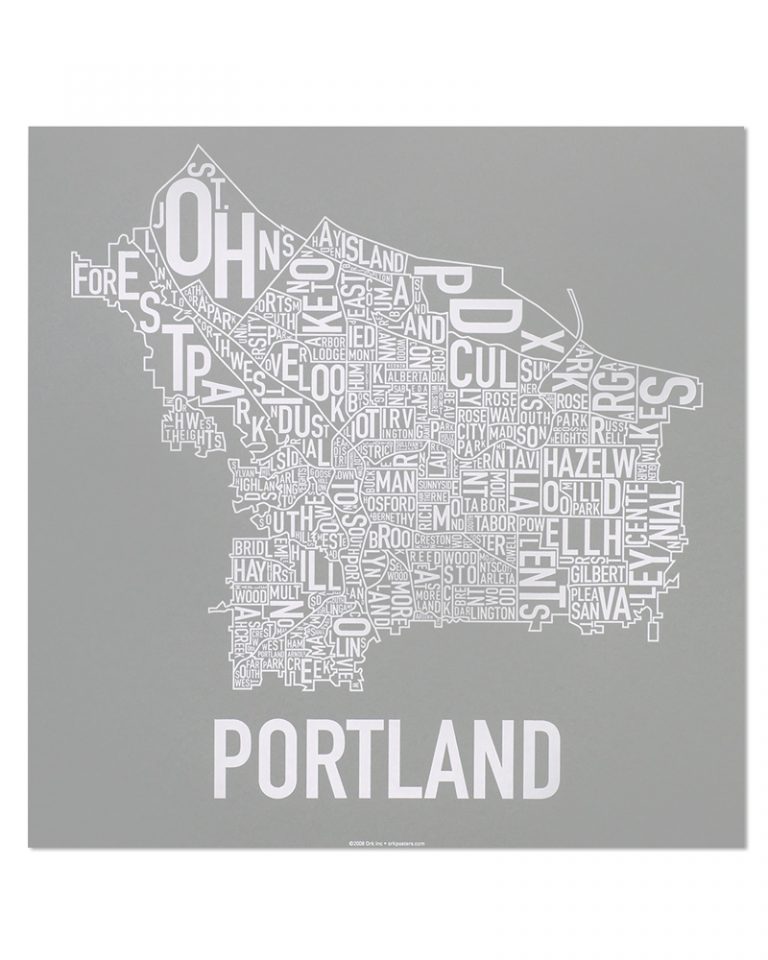 Portland Neighborhoods Map - the hippest poster of Portland in the world!