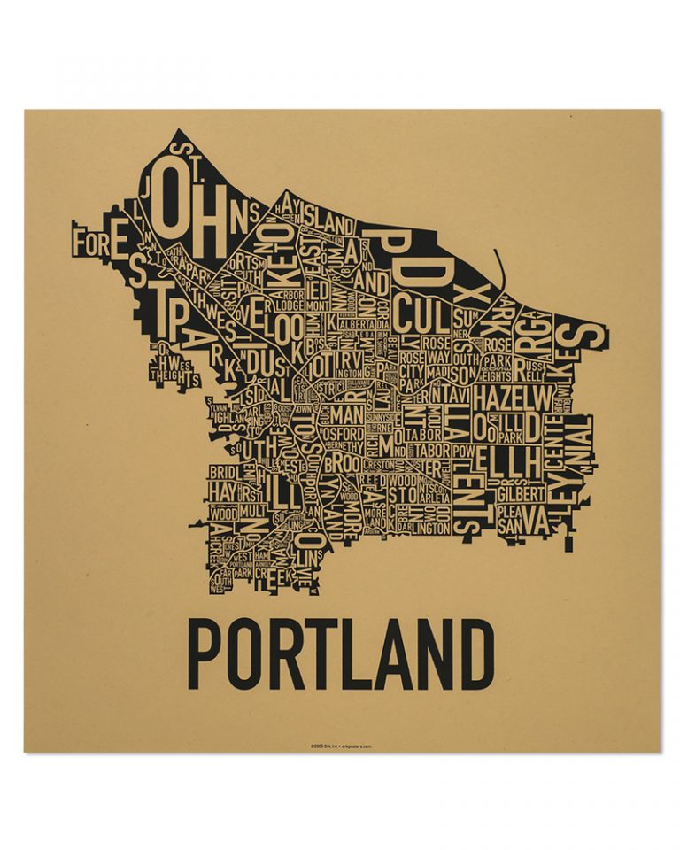 Portland Neighborhoods Map - the hippest poster of Portland in the world!