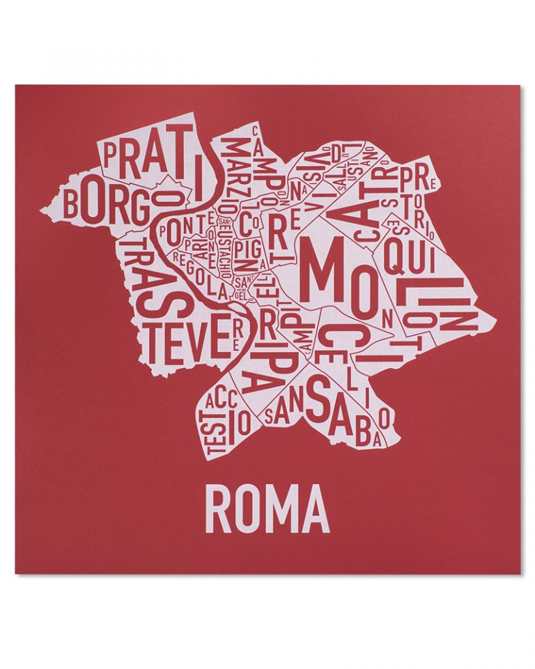 Rome Neighborhoods (Rione) Map - Original design by Ork Posters