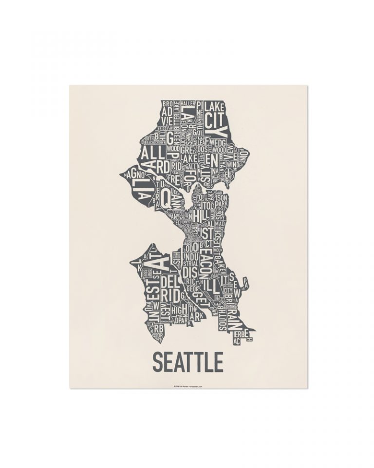 Seattle Neighborhood Type Map Posters & Prints - Made in the USA