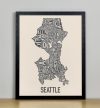 Seattle Neighborhood Map 11" x 14" Ivory & Grey Screenprint
