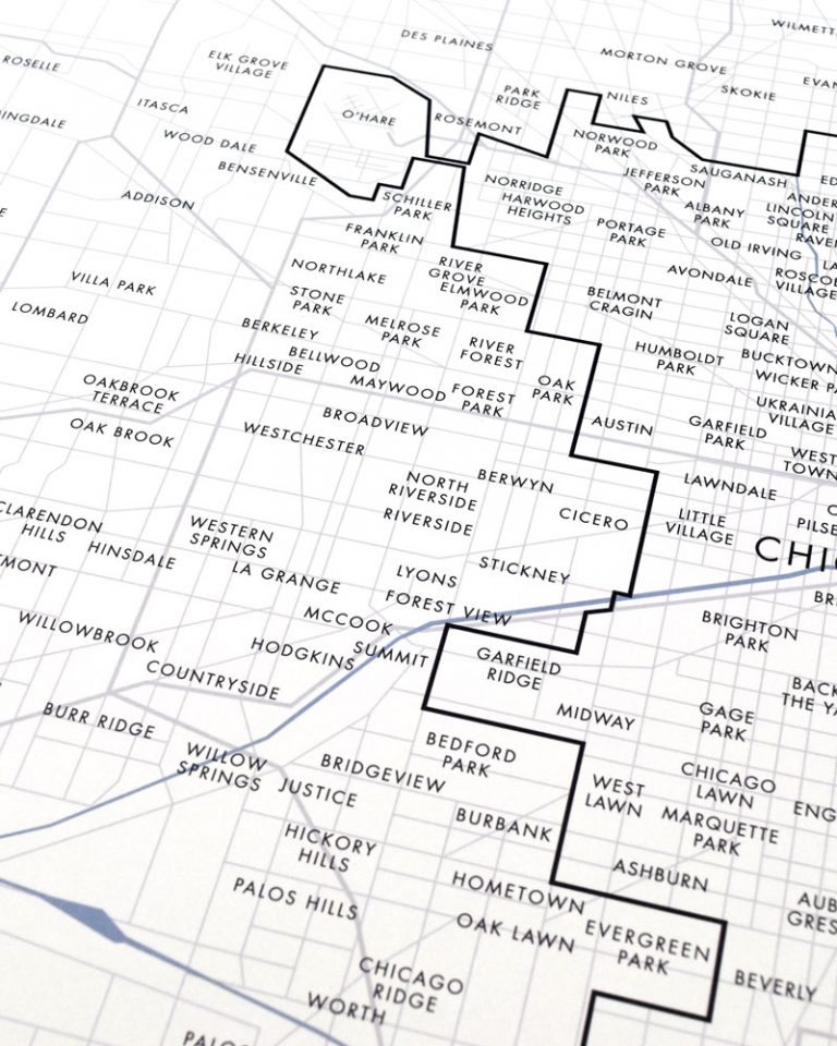 Chicagoland - a Map of Chicago and its Suburbs 18" x 24" Poster